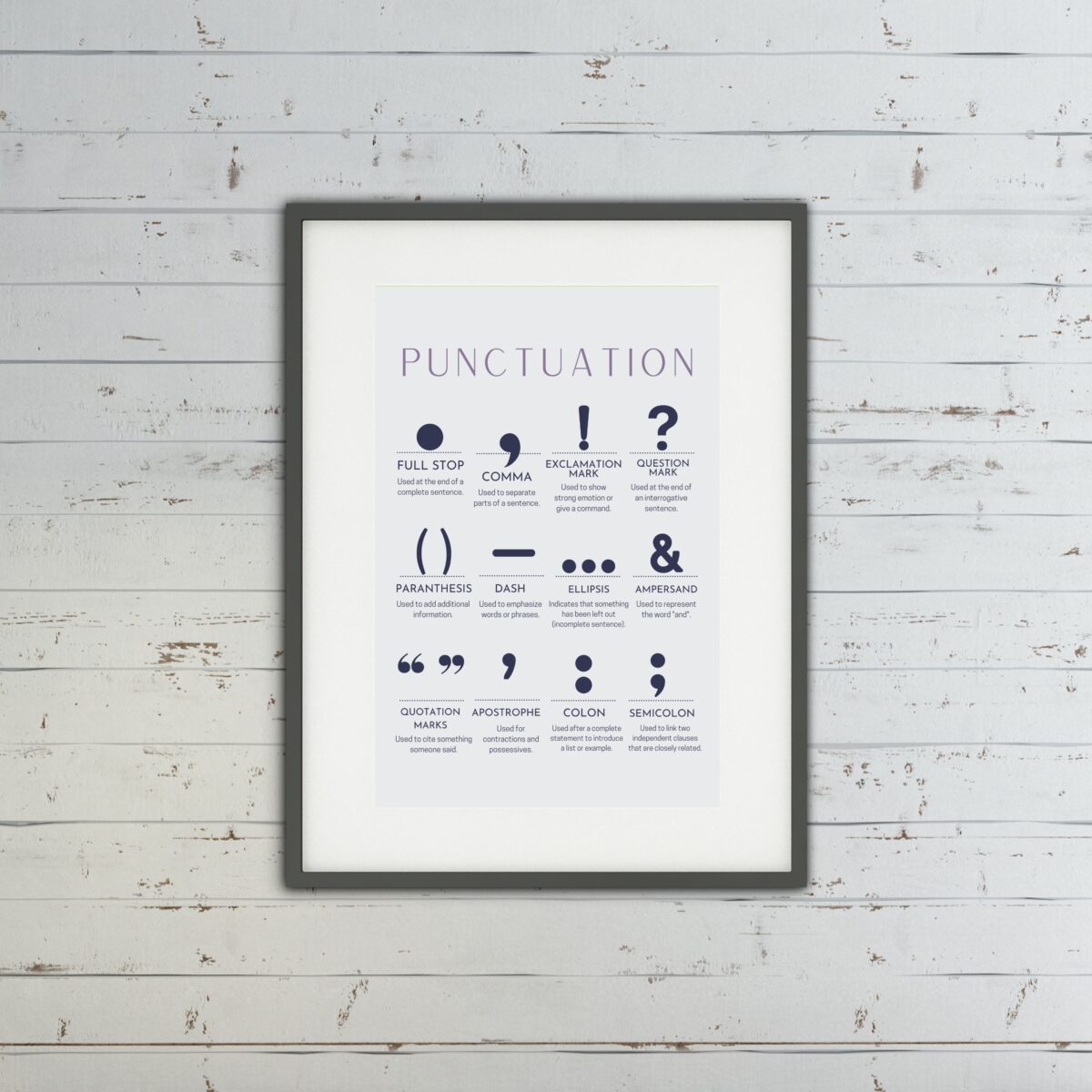 Punctuation English Class Poster – Rad Tutor Gallery